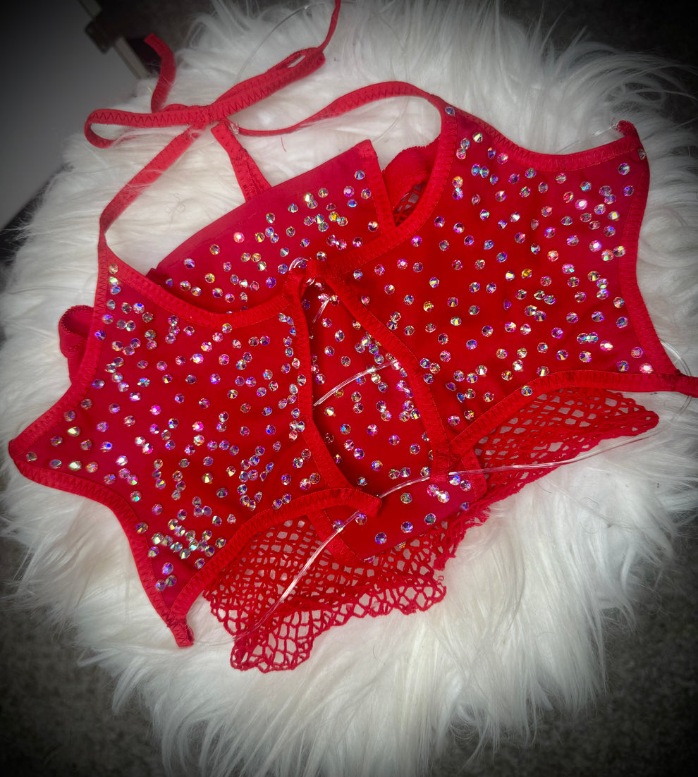 STARKINI - Ruby Red Bikini & Fishnet – Mula Mozza
